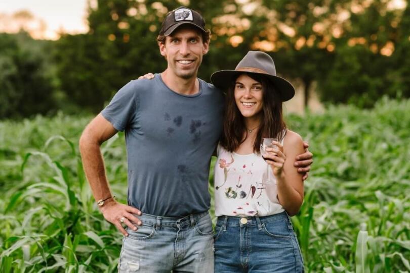 Abby Fuller with her fiance on their farm